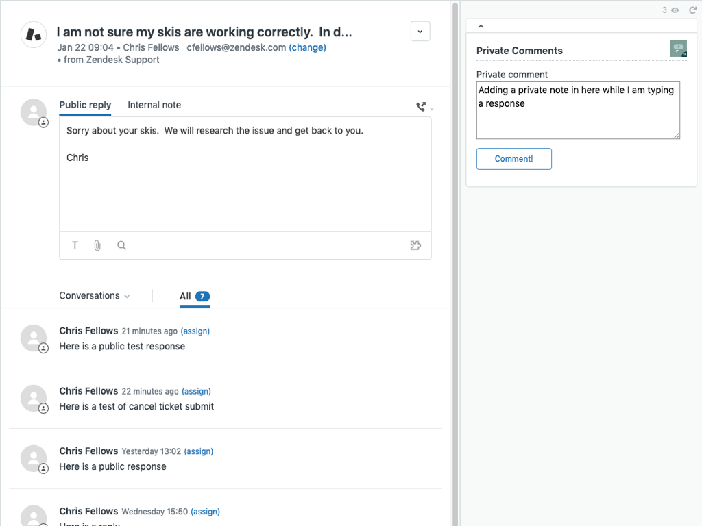 Private Comments App Integration with Zendesk Support